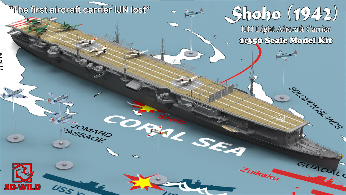 1:350 IJN Shoho Light Aircraft Carrier Model Kit – 3D-WILD