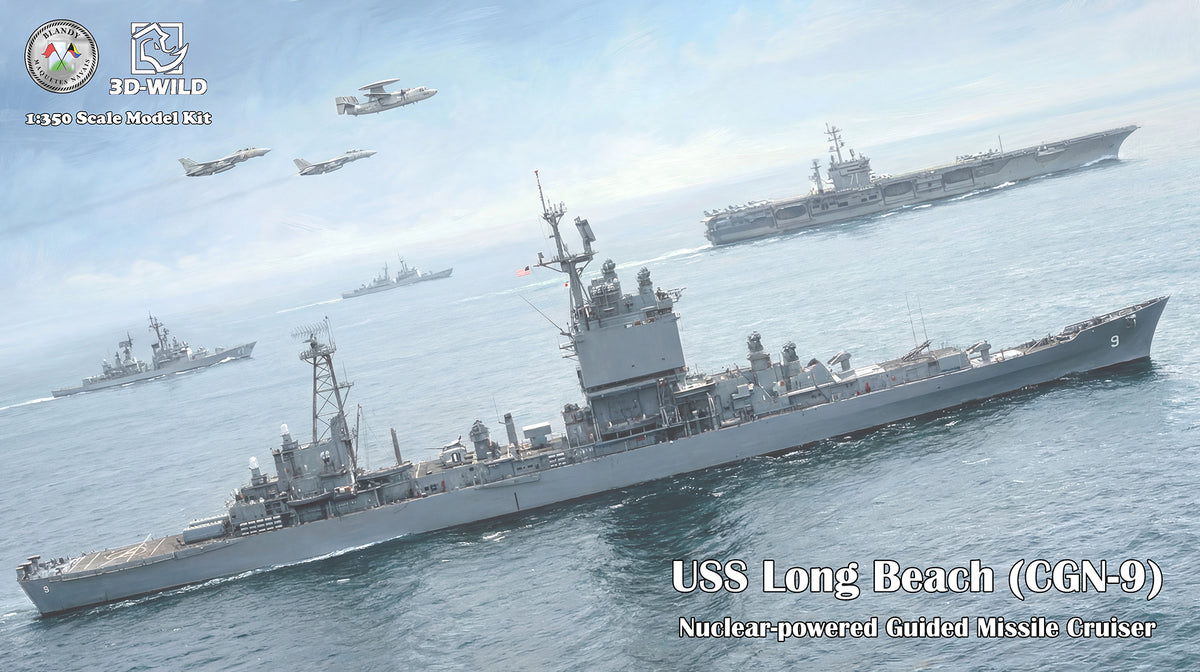 1:350 USS Long Beach (CGN-9) Nuclear-powered Guided Missile Cruiser Mo ...