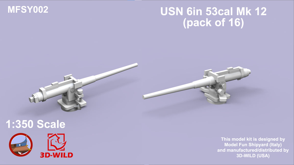 1:350 USN 6in 53cal Mk 12 guns (pack of 16) – 3D-WILD