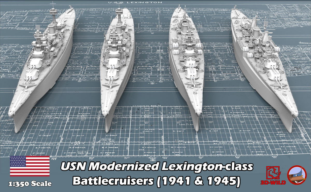 1:350 USS Modernized Lexington-class Battlecruisers Model Kit – 3D-WILD